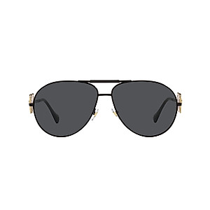 Versace Unisex Sunglasses Matte Black Frame, Dark Grey Lenses, 65MM