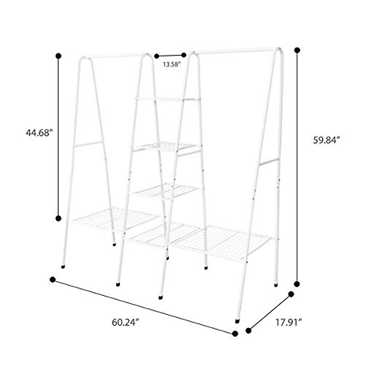 Albearing Metal Garment Rack Clothes Rack with Top Rod and Lower Storage Shelf Clothes Rack (White)