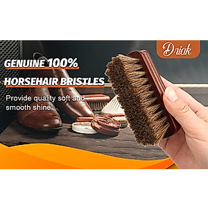 Driak 1Pcs Professional Wooden Handle Horsehair Bristles Hair Brush Leather Boot Shoes Polishing Brush Solid Wood Car Cleaning Brush