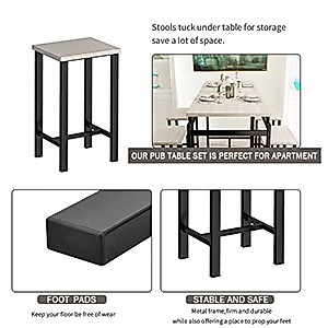 Dining Table Set for 4, 5 Pieces Kitchen Table and Chairs for Small Spaces, Bar Table and Chairs Set, Person Counter Height Table Set with 4 Chairs for Pub Restaurant Dinner Breakfast(Oak)