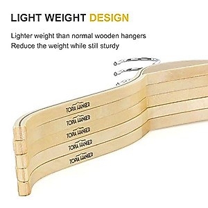 TOPIA HANGER Slim Natural Wood Hangers with Extra Soft Non-Slip Rubber Grips, 18-Pack High-Grade Fashion Hanger No Shoulder Bump for Sweater, Camisole, Jacket, Dress, Coat -CT16N