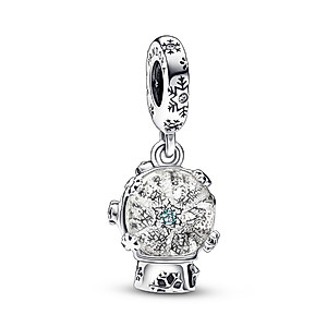 Pandora Snowflake Snow Globe Dangle Charm - Compatible Moments Bracelets - Jewelry for Women - Gift for Women in Your Life - Made with Sterling Silver & Cubic Zirconia, No Gift Box