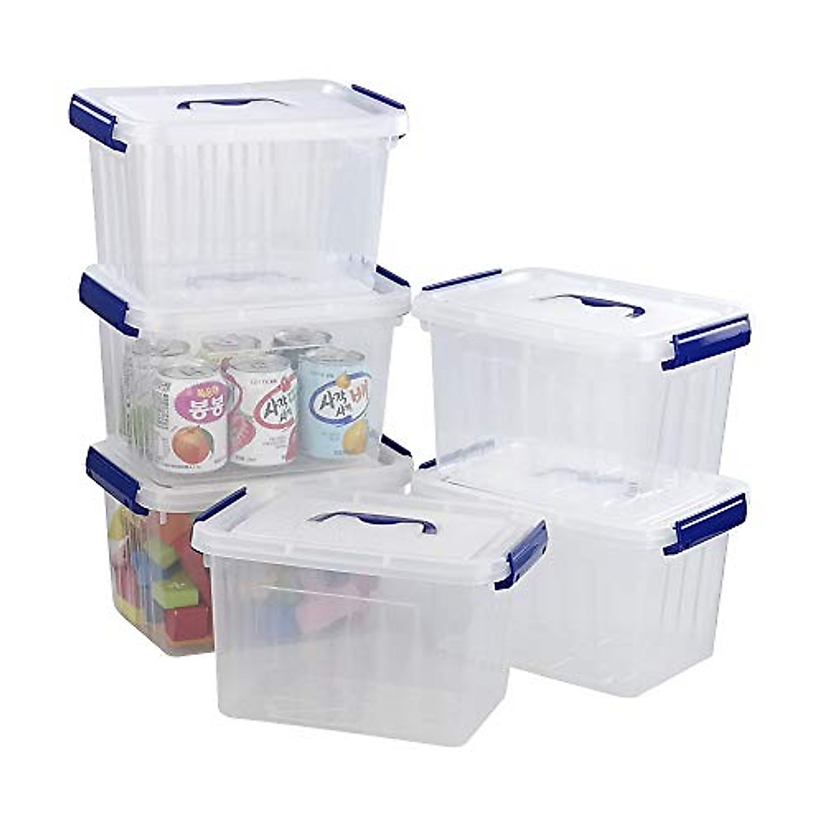 EudokkyNA Clear Storage Box with Lid, 6 Liter Plastic Bins Set of 6