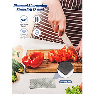 2PCS Diamond Sharpening Stone, Kalolary Knife Sharpener Stone Whetstone Honeycomb Surface Diamond Sharpener Plate with Non-slip Base for Pocket Knives Scissors, Outdoor Kitchen Tools (400/1000 Grit)