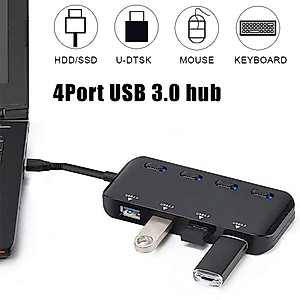 GPPZM USB3.0 Hub，4 Port High Speed Splitter Micro USB Hub Tablet Laptop Computer Notebook