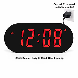 FAMICOZY Simple Easy to Use Digital Alarm Clock,Small Compact,Auto Dim at Night and 6 Manual Brightness adjustments,Mains Powered,Crescendo Alarm with Snooze,12/24hr,Black