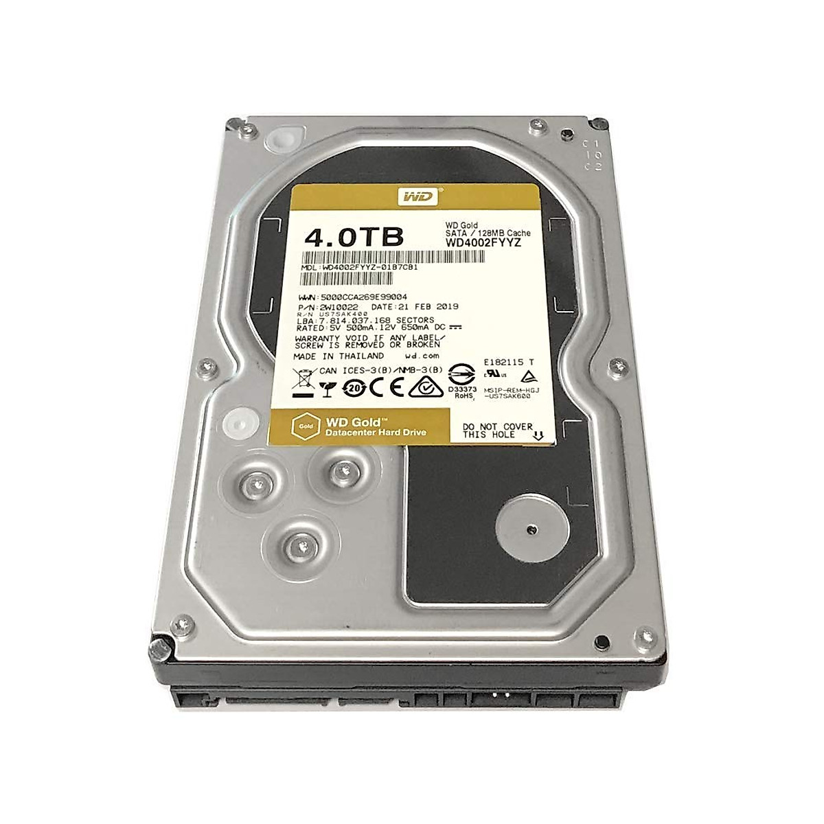 WD Gold 4TB Enterprise Class Hard Disk Drive - 7200 RPM Class SATA 6 Gb/s 128MB Cache 3.5 Inch - WD4002FYYZ (Renewed)