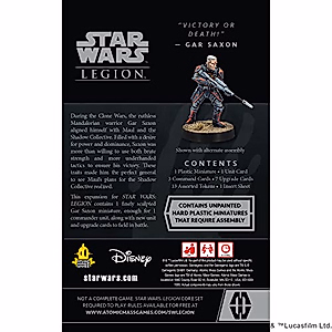 Star Wars: Legion Gar Saxon COMMANDER EXPANSION - Ruthless Mandalorian Precision! Tabletop Miniatures Strategy Game for Kids and Adults, Ages 14+, 2 Players, 3 Hour Playtime, Made by Atomic Mass Games