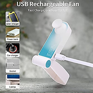 Supabear Personal Handheld Fan, Mini Portable Pocket Fan, Small Travel Eyelash Fans USB Rechargeable for Home Sports Outdoor Travel, 2 Speed Powerful Wind (Turquoise)