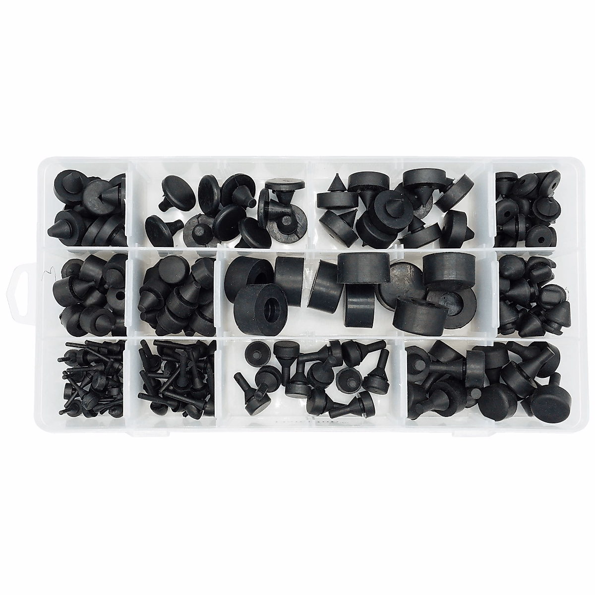 Dsnaduo 160 PCS Black Rubber Bumper Assortment, Automotive Rubber Bumper Stopper, Rubber Stop Bumper Compatible with GM Ford and Chrysler Replace 20030, 8210, fit Many Models