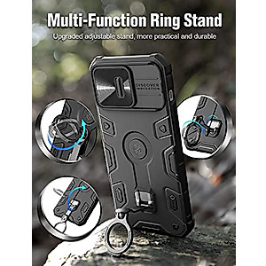 Nillkin for iPhone 14 Pro Max Case Stand, [Built in Kickstand & Slide Camera Cover] Military Grade Drop Protection Shockproof Hard PC Heavy Duty Bumper Phone Case for iPhone 14 Pro Max 6.7'' Black