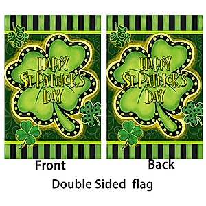 St Patrick's Day Garden Flag,Shamrock St Patricks Flag 12.5 x 18 Inch Clover Double-Sided Display 2 Layer Linen for Garden and Home Decorations