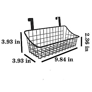 Beuiouer Basket with Hook Grid Storage Basket, Hang It Behind a Door or on a Railing, over the Cabinet Door, Black