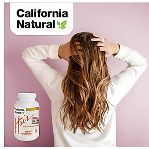 High Potency Hair Vitamin & Mineral Supplement with Biotin - California Natural - Promotes Healthy, Longer and Stronger Hair. - 30 Tablets (Pills)
