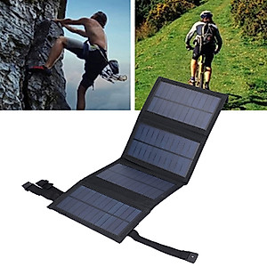 20W USB Solar Panel Foldable Portable Polycrystalline Silicon Solar Cell, Outdoor Charger, Suitable for Outdoor Camping and Travel (Black)
