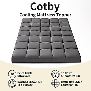 Cotby Mattress Topper King, Extra Thick Breathable Mattress Pad, Cooling Mattress Topper for Back Pain Relief, Mattress Protector Pillow Top Mattress Cover with 8"-21" Deep Pocket(Gray, King)