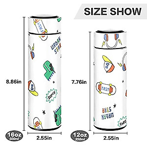 CaTaKu Cute Funny Sport Water Bottle Insulated 16 oz Stainless Steel Flask Thermos Bottle for Coffee Water Drink Reusable Wide Mouth Vacuum Travel Mug Cup