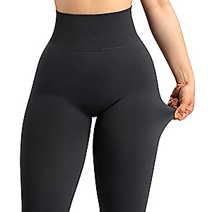 RUUHEE Women Seamless Butt Lifting Leggings High Waisted Tummy Control Workout Yoga Pants(Medium,Black)