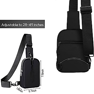 iRanjuli Phone Chest Sling Bags Women Travel Waterproof Shoulder Daypacks Small Cross Pack Men Black Sport Bags with Keychain