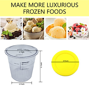 adwrparts Replacement for Ninja Creami Deluxe Pints and Lids 4 Pack, Compatible with Ninja CREAMi Deluxe 11-in-1 Ice Cream Makers NC500 Series, NC500 NC501 etc(4 Contains+4 PE Lids)