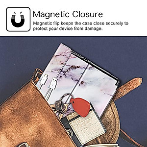 Fintie Case for Microsoft Surface Pro X (2021/2020/2019) - Hard Shell Slim Portfolio Cover Compatible with Type Cover Keyboard for 13 Inch New Surface Pro X (SQ1/SQ2), Marble Pink