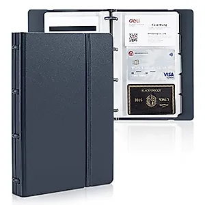 deli Business Card Book Holder, Business Card Organizer, Name Card Book Holder, Portable Office Business Card Holder, Hold 180 Cards, Blue