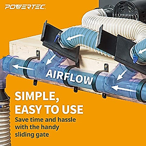 POWERTEC 70133-P2 2-1/2-Inch Blast Gate for for Dust Collector, Dust Collection Fittings, 2 PK