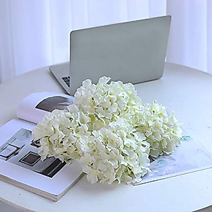 Nubry 12pcs Artificial Silk Hydrangea Flowers Heads with Stems in Bulk Fake Flowers for Wedding Bouquet Centerpieces Arch Home Decoration (Ivory)