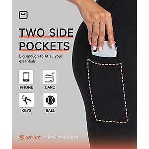 GAYHAY High Waisted Leggings with Pockets for Women - Soft Opaque Tummy Control Pants for Running Cycling Yoga