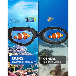 POOLWALD Swim Goggles Set 6 in 1, Anti-Fog Swimming Goggles with Nose Clips, Earplugs, Swim Caps and Waterproof Phone Bag, No Leaking Full Protection for Adult Men Women Youth