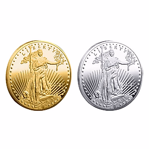 bestkai 2Pcs United State of American 2021 Statue of Liberty Eagle Coin Commemorative Coin Collection Gift Gold Silver 1 57inchX1 57inch