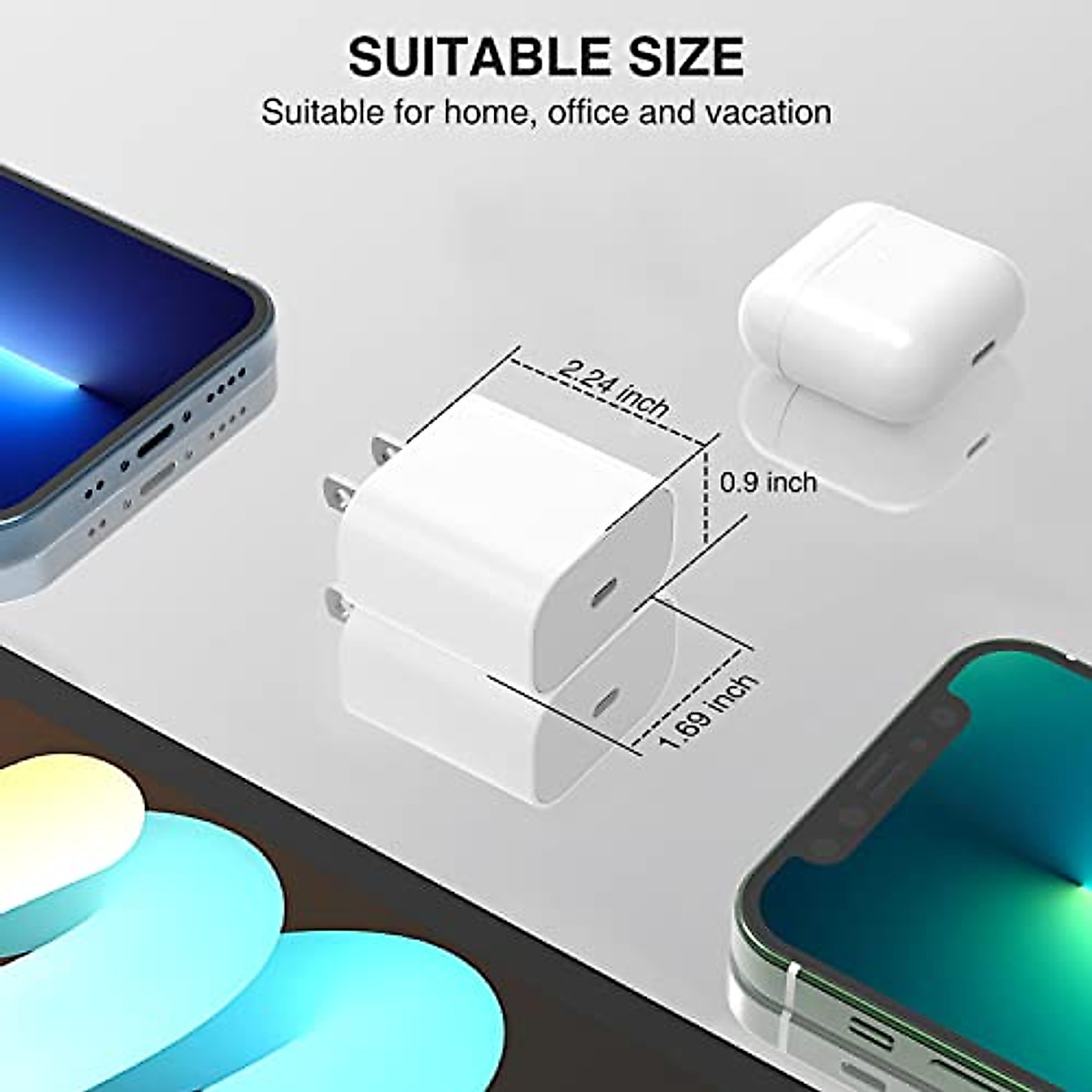 for iPhone 13 14 Fast Charger, 2Pack 20W USBC Wall Charger Plug Block with PD, USB Type C Power Adapter Brick Cube for Apple iPhone13/13 Pro/12/12 Pro/12 Pro Max/11 Pro Max, iPad Pro 2020-White