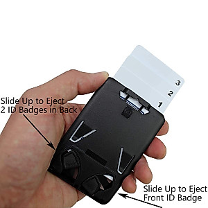 Specialist ID Vertical Top Load Three Card Badge Holder - Hard Plastic with Heavy Duty Breakaway Lanyard w Quick Release Metal Clip & Key Ring (One Holder / 3 Cards Inside) (Black)