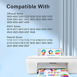 TEINO 63XL Remanufactured Ink Cartridge Replacement for HP 63XL 63 XL use with HP OfficeJet 3830 4650 5255 5258 4655 4652 3833 Envy 4520 4512 DeskJet 1112 3630 3632 2130 (Black Tri-Color, 2-Pack)