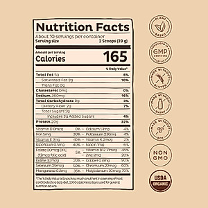 KOS Vegan Protein Powder, Chocolate Peanut Butter - Low Carb Pea Protein Blend, USDA Organic Superfood with Vitamins & Minerals - Keto, Soy, Dairy Free - Meal Replacement for Women & Men - 10 Servings