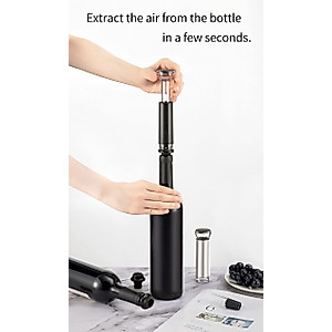 Wine Stoppers Vacuum SUPRIAM with Wine Pump, Stainless Steel Wine Saver Pump and 4 x Reusable Wine Stoppers for Wine Bottles