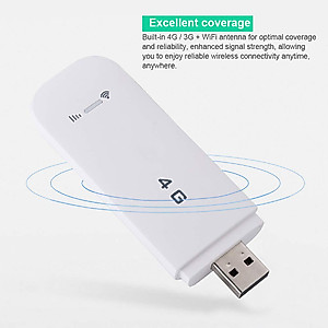 USB Network Adapter, 4G LTE Wireless Pocket WiFi Router Mobile Hotspot Modem Stick Dongle with Sharing Function and LargeCapacity Memory