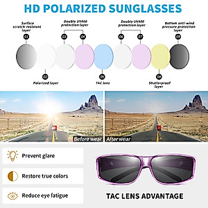 URUMQI Sunglasses Fit Over Glasses, Polarized 100% UV Protection Wrap-around Sunglasses for Men & Women Driving