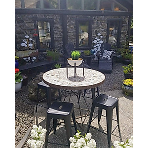 Vnewone 30 Inches Metal Bar Stools Set of 4 Counter Height Barstools Stackable Metal Chairs High Backless Dining Stool Bar Chair for Indoor Outdoor Patio Home Kitchen Black