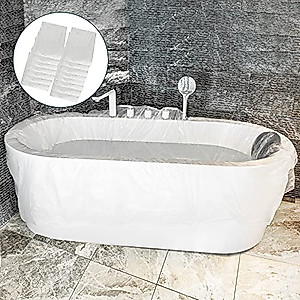 Overmonup 15 Pack Disposable Bathtub Cover Liner, Giant Bathtub Liner Plastic Bag, for Salon, Household and Hotel Bath Tubs (102 x47Inch)