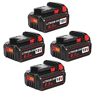 Komifolen 4 Pack 6.5Ah Replacement Battery 48-11-1865 Compatible with Milwukee M18 Batteries 48-11-1830 48-11-1862 48-11-1850 Work with Milwaukee 18V Chargers