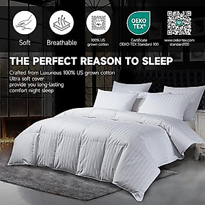 Beautyrest Hungarian White Goose Down Comforter, US Grown Cotton Fabric Goose Down Comforter, 750 Fill Power Fluffy Duvet Insert, 500 Thread Count All Seasons Warmth 5-Star Luxurious Comforters
