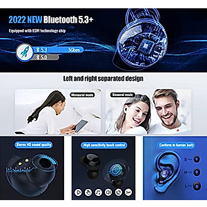 Wireless Earbuds, Bluetooth 5.3 Headset with Dual LED Display, in-Ear Bluetooth Earphones IP7 Waterproof Headphones for Sport,Workout,Gaming