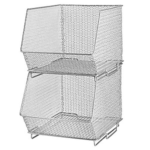 Ybmhome Mesh Stacking Bin Silver (SOLD AS 1 BIN) Storage Containers Pantry Organizers Great for Food, Crafts, Cleaning or Pantry Items 1130 (Medium 8.5 X 10 X 8)