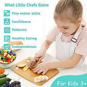 Kizzikids Kids Safe Knife Set for Real Cooking, 4-Piece Kids Knife Set Round Tip, Serrated Edges Kitchen Knife for Kids, Firm Grip Children Knives, BPA-Free Metal Kids Knife Set