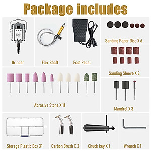 FlySkip Flex Shaft Rotary Tool 1000W 30000RPM,Flex Shaft Hanging Grinder Carver with Forward and Reverse Rotation, Multi-function Metalworking with Foot Pedal Control for Carving Buffing (1000W)