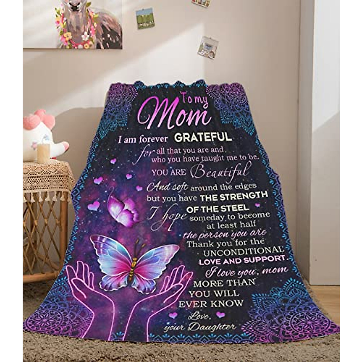 CINHOLL Gifts for Mom Blanket from Daughters or Son Best Mom Ever Warm Gifts Happy Birthday Love Your Mom Ideas Best Sentimental Thick Fleece Sofa Blankets