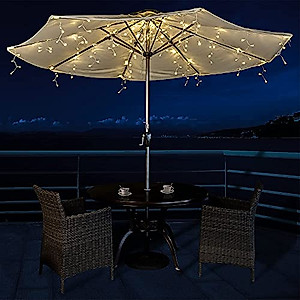 Patio Umbrella Lights, Solar Umbrella Lights with 200LEDs Warm White Lights, String Lights Waterproof Umbrella Pole Solar Lights Perfect for Garden Decor, Backyard, Pool and Beach
