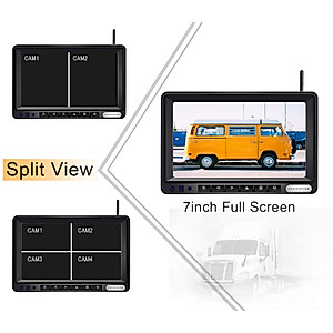 ZEROXCLUB 1080P FHD Digital Wireless Backup Camera System Kit for RV/Truck/Trailer/Van/Bus,Night Vision,7inch HD LCD Monitor,IP69 Waterproof Rear View Camera No Interference Record-HW02