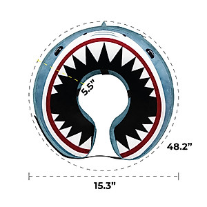 Choola Pet Shark Theme Inflatable Dog Cone Collar (Large) for After Surgery Care Bundled with Pump and Extra Tube